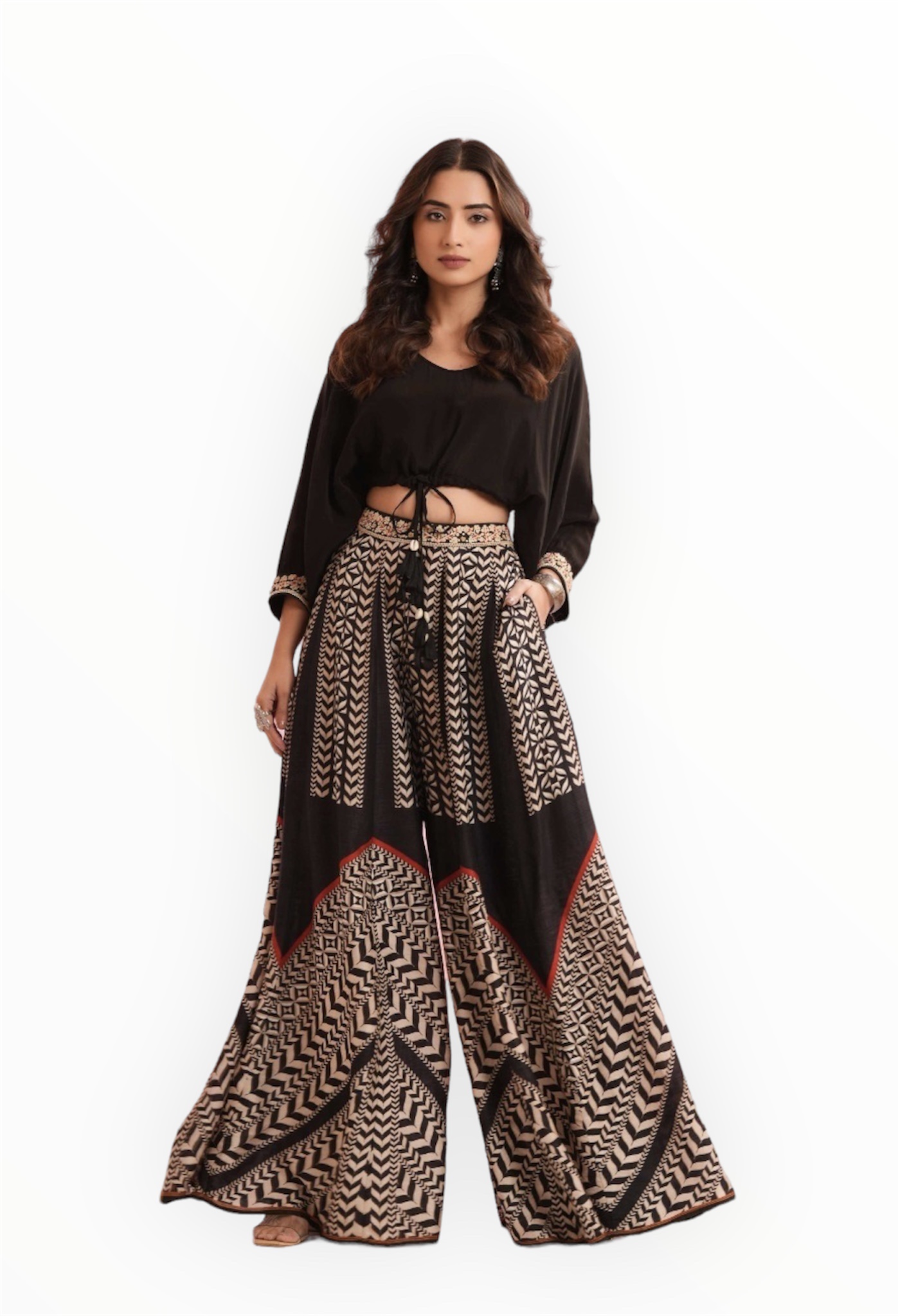 Black plazo pent with tunic top for women – Pallav Mall